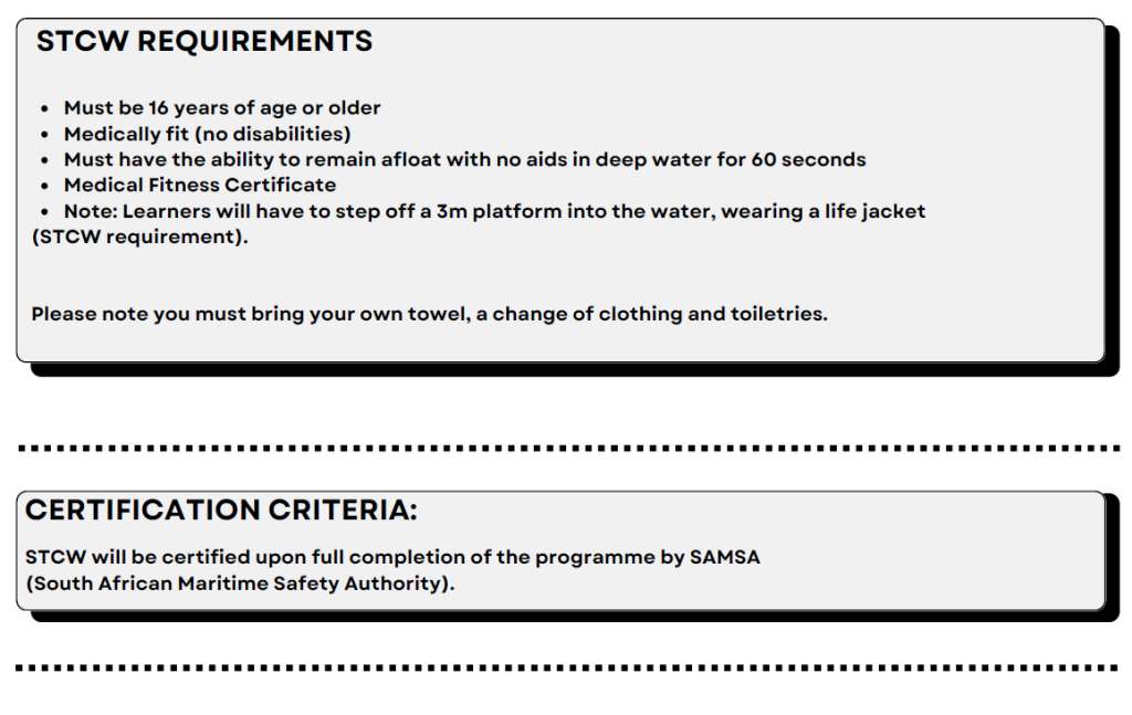 STCW Safety at Sea Training - SA Maritime School